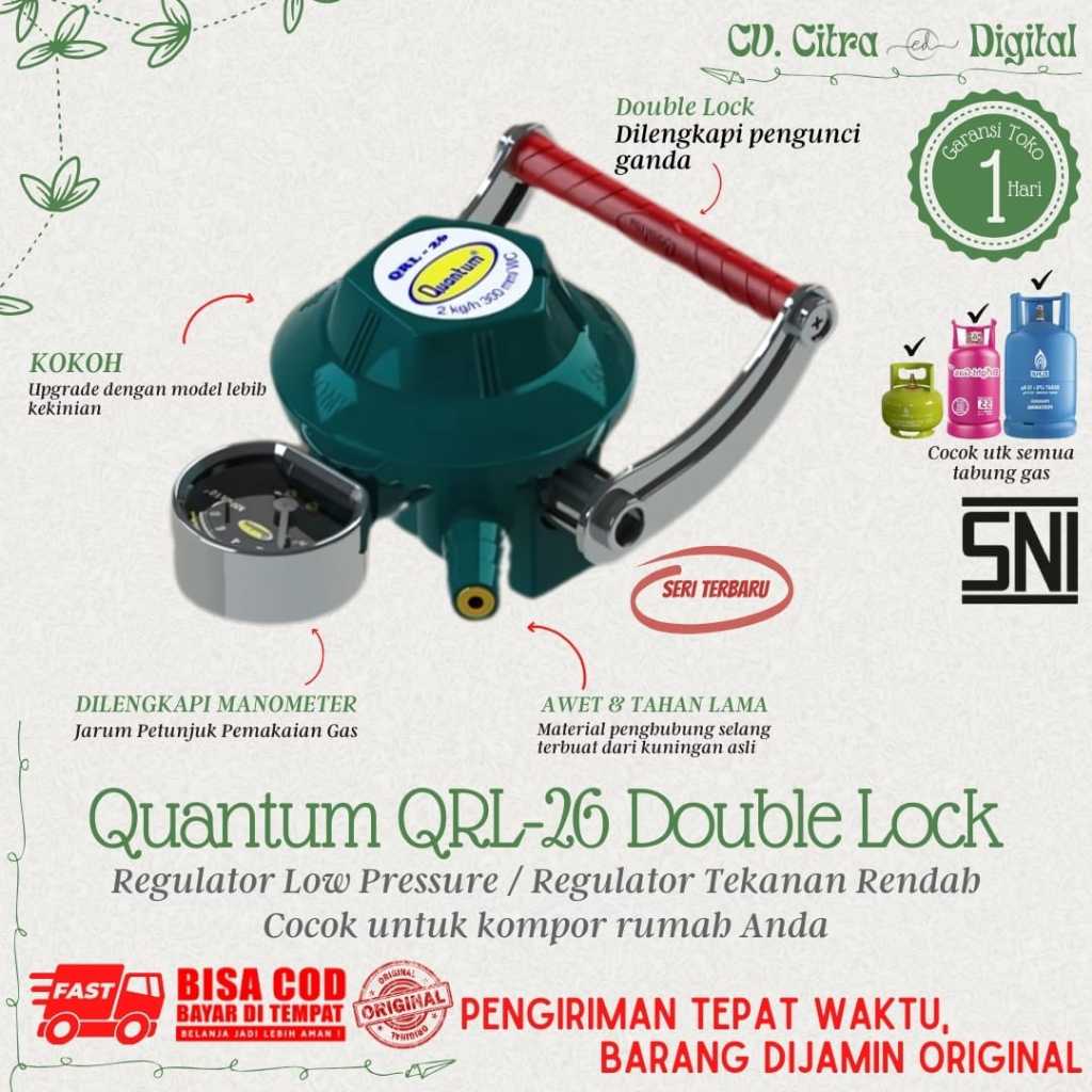 Jual Regulator Gas Quantum Double Lock LPG QRL-26 / Regulator Tekanan ...