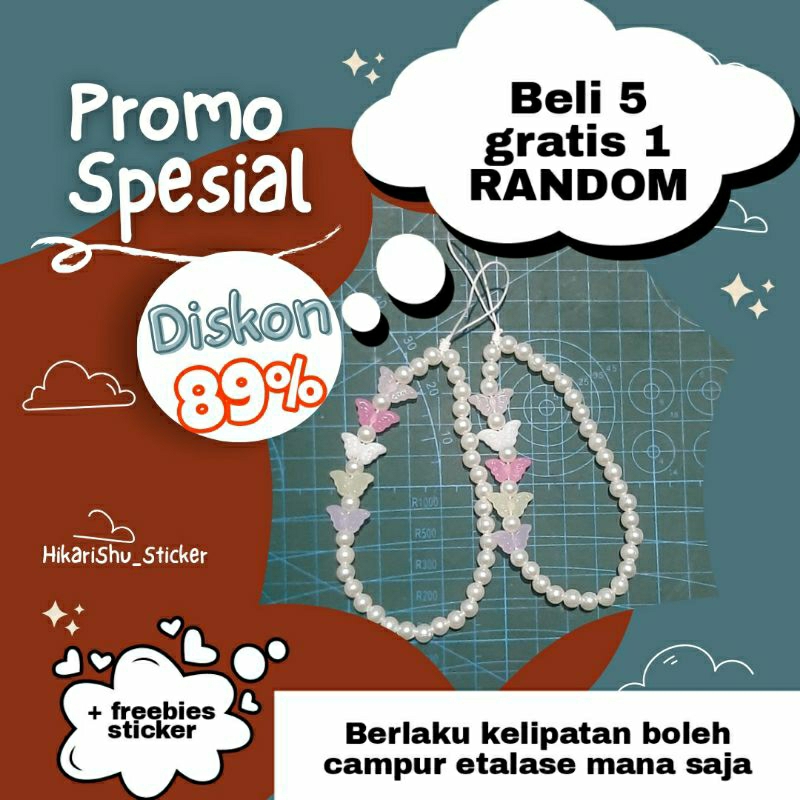 Jual Strap Hp Mini 18cm Manik Aesthetic manik mutiara kupu jelly ...