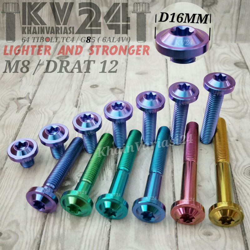 Jual Baut titanium Big head Grade5 M8 drat baut 12 M8 x 10 15 20 25 30 35 40 45 50 55 60 65 70 ...