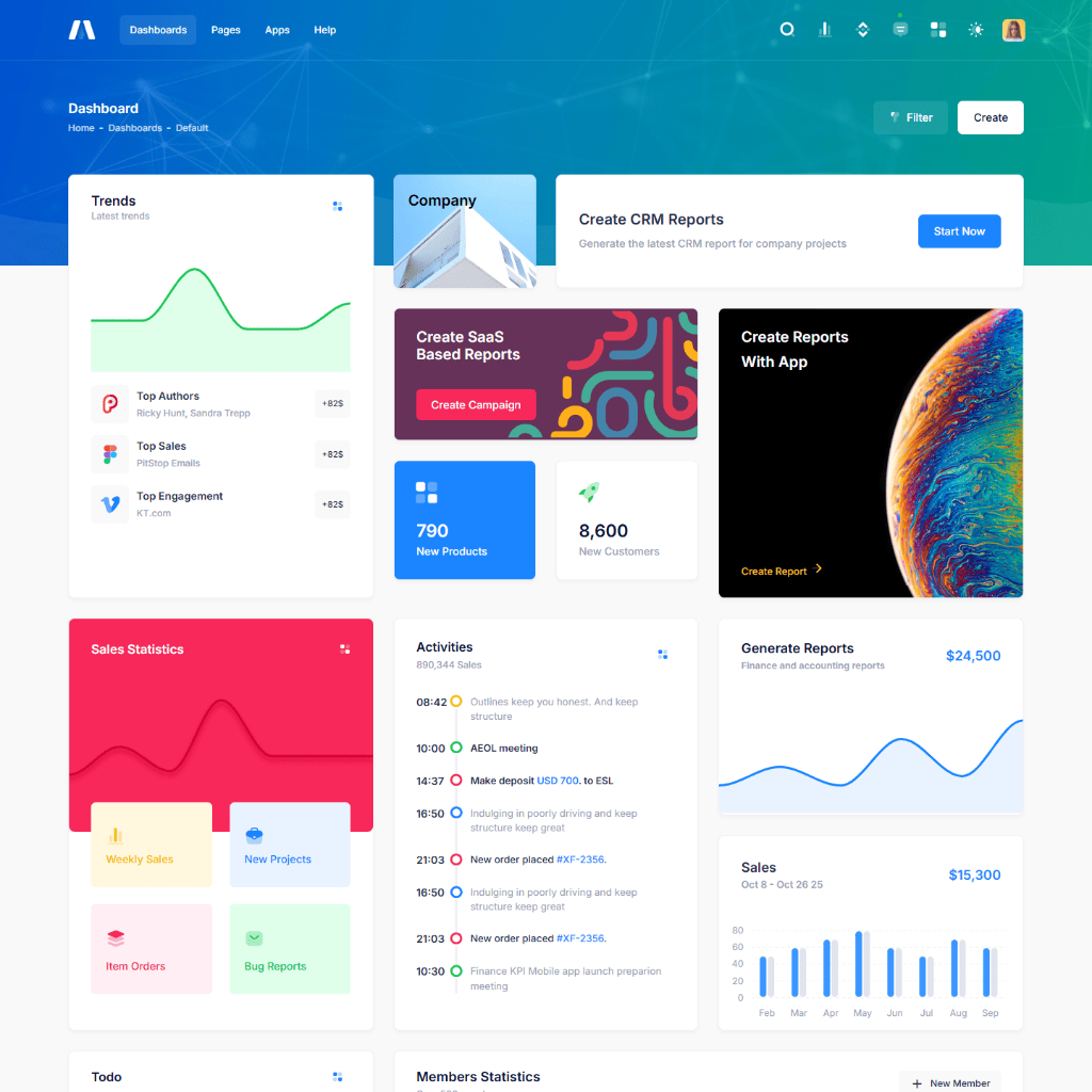 Jual Metronik Templat Html Dasbor Admin Tailwind Bootstrap React Vue Angular Aspnet
