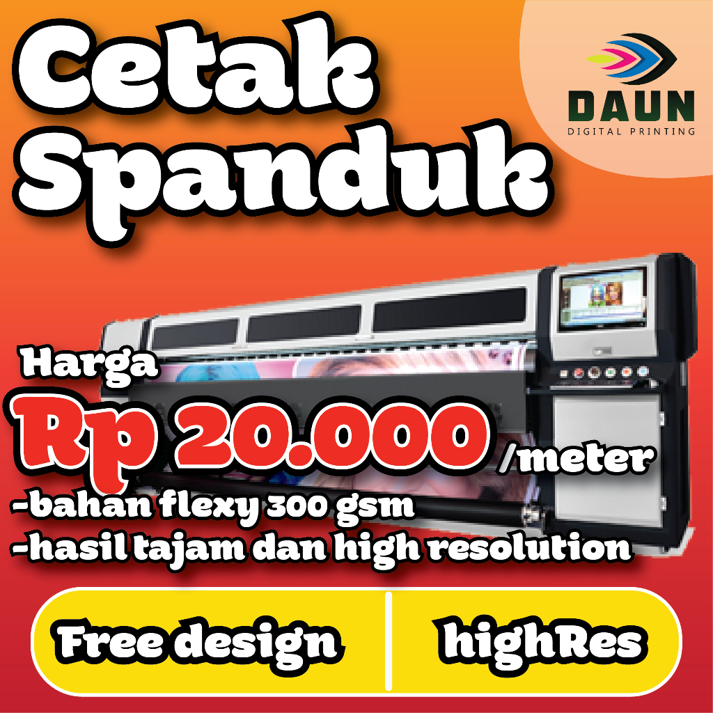 Jual Cetak spanduk banner baliho flexy 300 gsm free desain digital ...