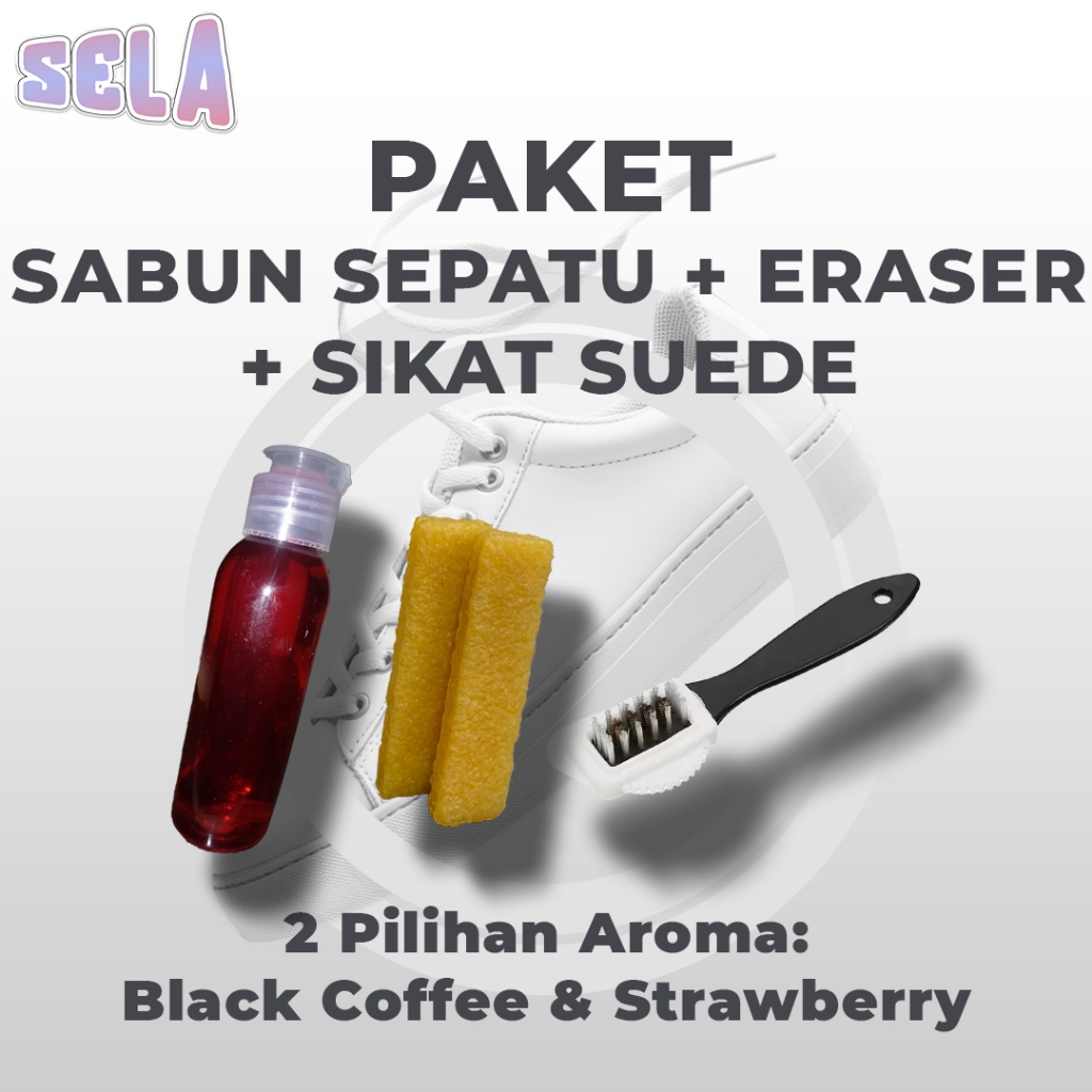 Jual Paket Sabun Cuci Sepatu. Eraser dan Sikat Suede Sepatu SELA Cairan ...