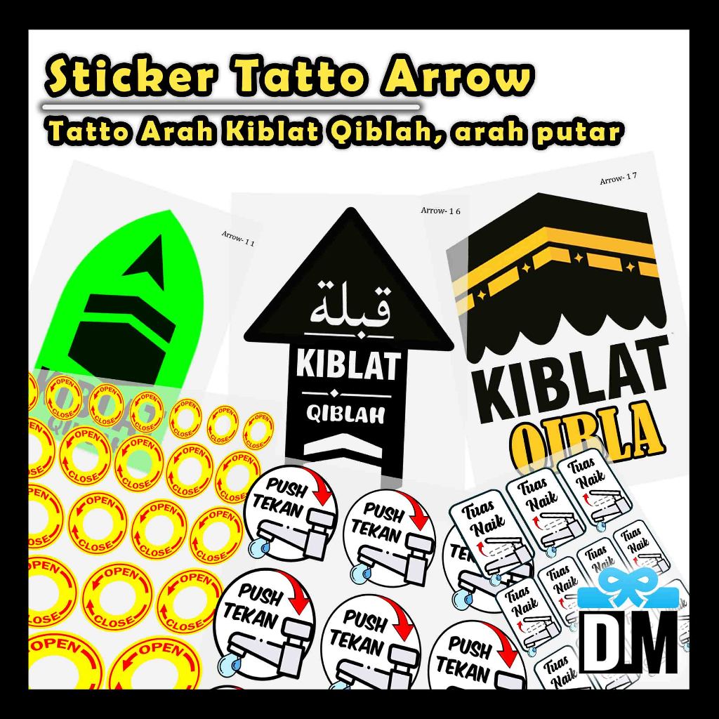 Jual Sticker Permanen Arah Kiblat Qiblah Label Tato Direction Qibla ...