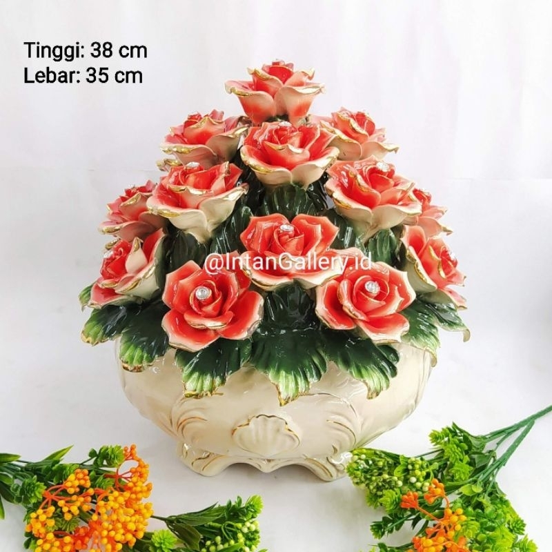 Jual Bunga Keramik Italy HD 1343-5 GRATIS Packing Kayu | Shopee Indonesia