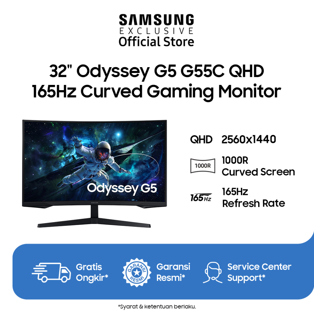 Jual Samsung Monitor Odyssey 32" G5 G55C QHD 165Hz | Gaming Monitor | LS32CG552EEXXD | Shopee ...