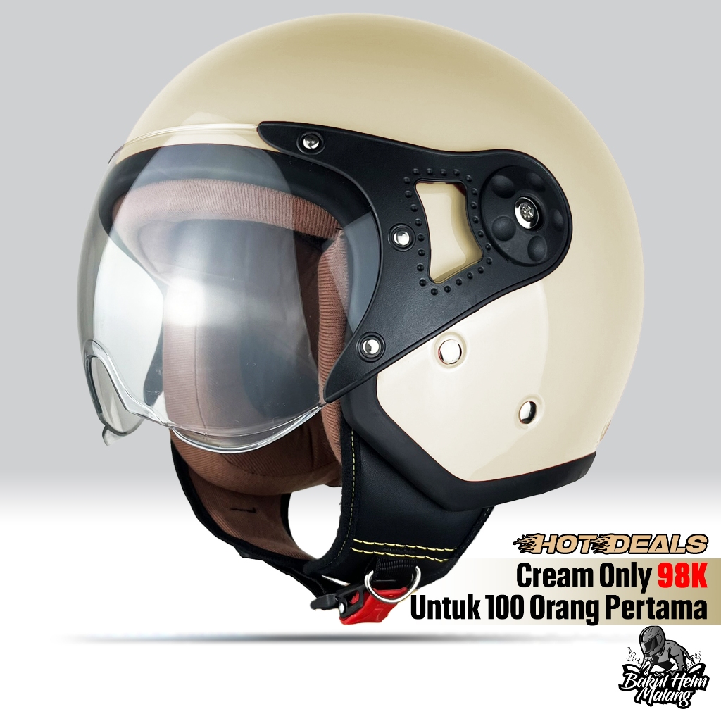 Jual Helm Bogo Hijab NIELS Cream Kaca Pilot Bening/Helm Bogo Pilot ...