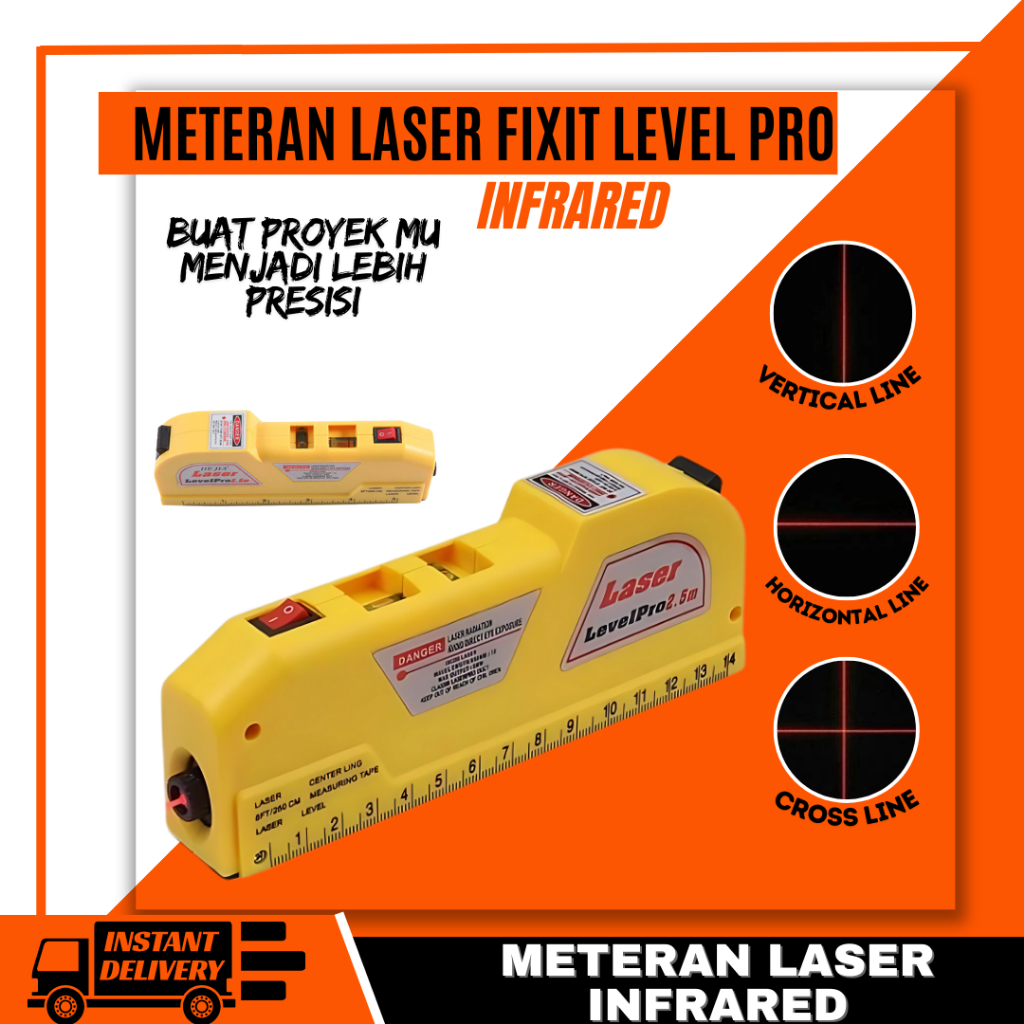 Jual Meteran Laser Fixit Level Pro 2 Penggaris Waterpass Laser 250 Cm ...