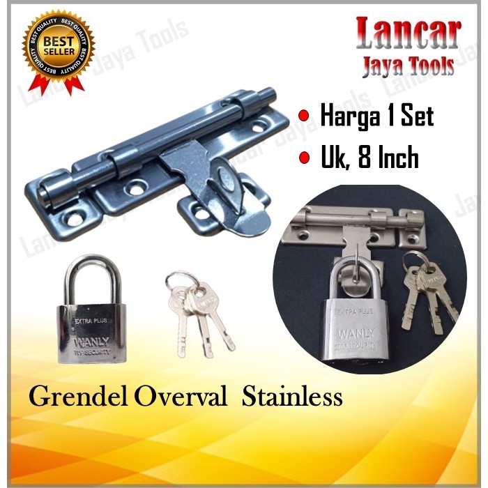 Jual 1 Paket Grendel Overval Stainless 8 Inch - Gerendel Overpal Selot ...