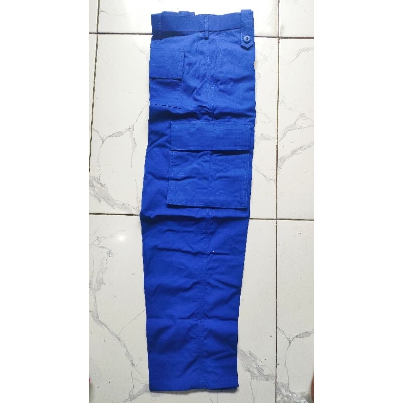 Jual celana pdl cargo biru benhur / safety cargo | Shopee Indonesia