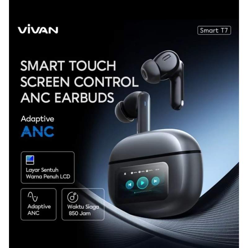 Jual Vivan Smart T7 Earphone Bluetooth 5.4 Smart Touch Screen Control ...