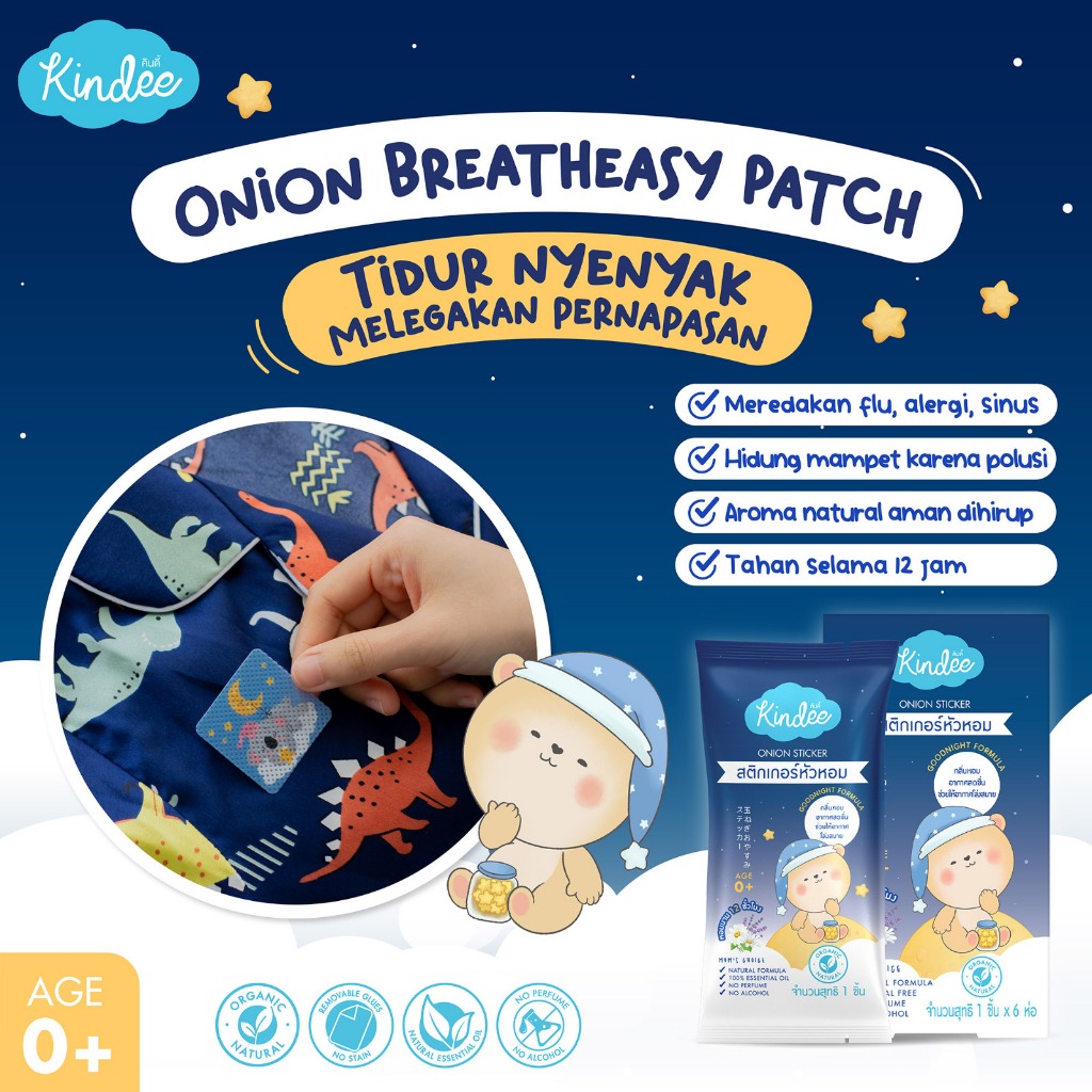 Jual Kindee Onion Breatheasy Patch Koyo Batuk Pilek | Koyo Anak Bayi ...