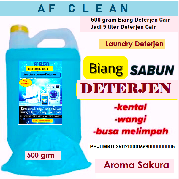 Jual Biang Sabun Laundry Deterjen 500gram Jadi 5 Liter - AF CLEAN Biang Detergen 500 grm jadi 5l ...