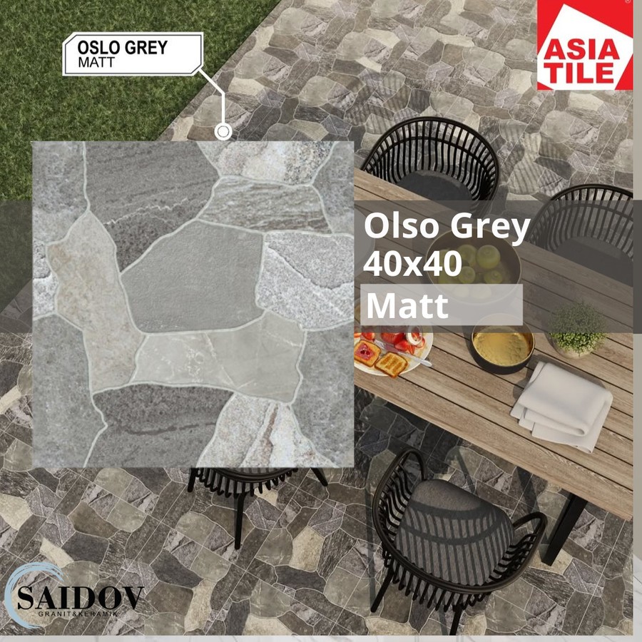 Jual Keramik Asia Tile Olso Grey 40x40 Matt | Shopee Indonesia