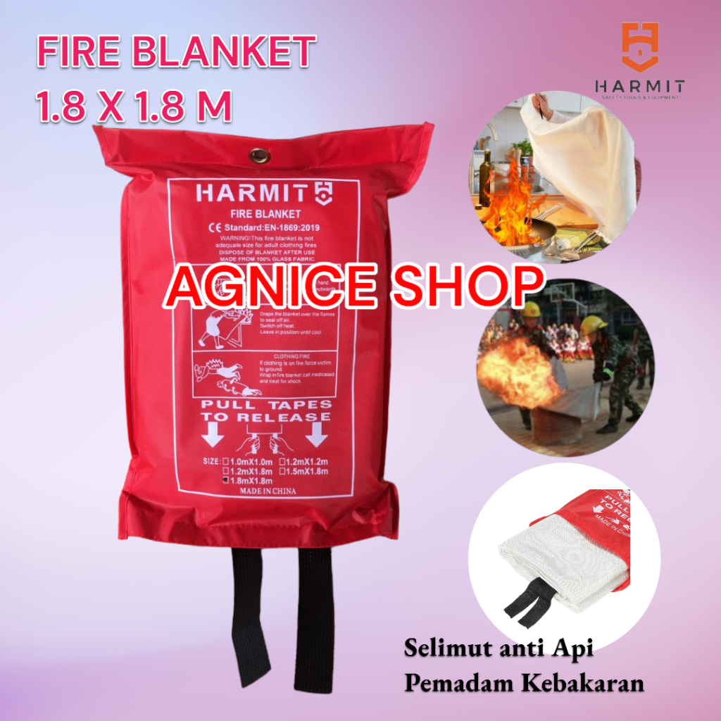 Jual Fire Blanket 1,8 x 1,8 Selimut Api Safety Pemadam Kebakaran HARMIT ...