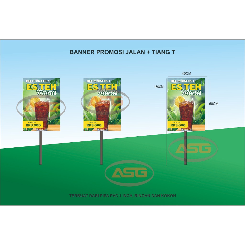 Jual BANNER PROMOSI JALAN + TIANG T DESAIN BISA CUSTOM | Shopee Indonesia