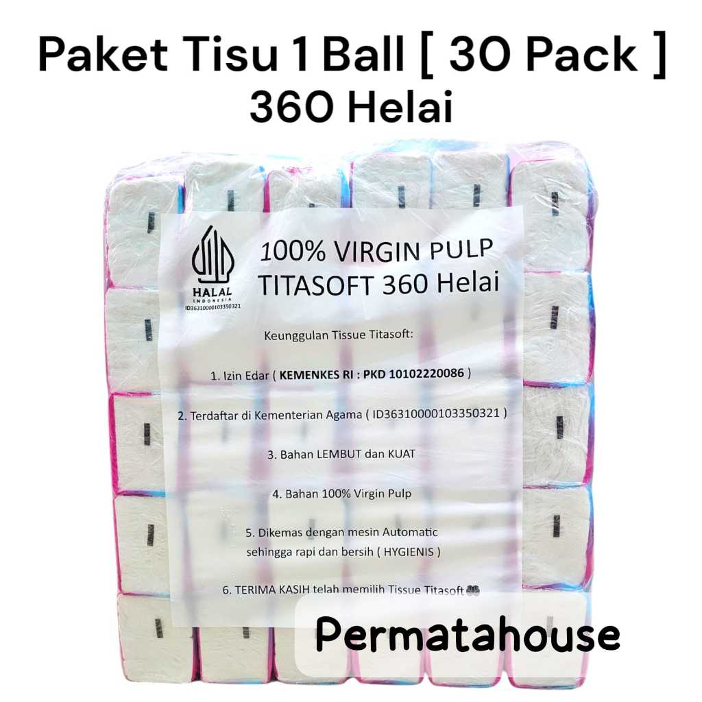 Jual Paket Tisu Tita 30 Pack 360 Helai Facial Tissue Tita Soft 1 BALL ...