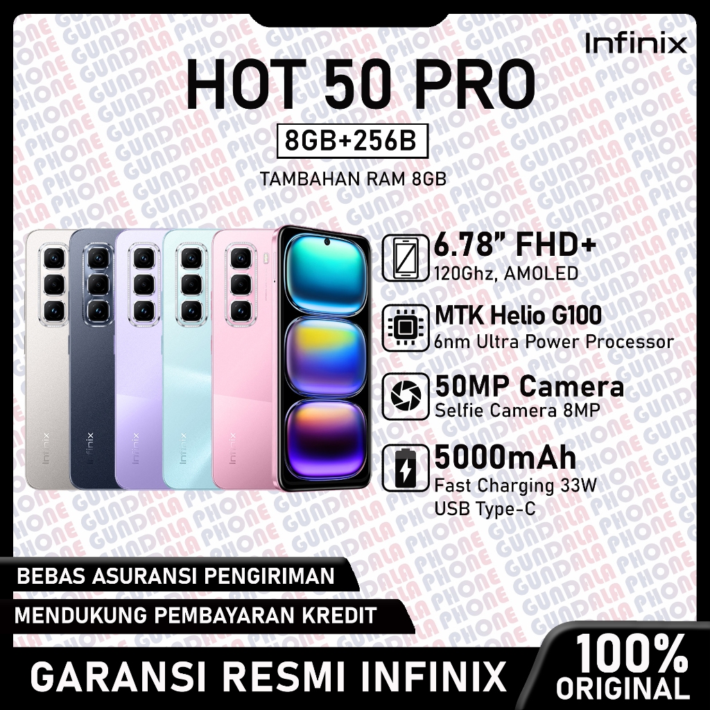 Jual Infinix Hot 50 Pro 4G 8/256GB X6881 - Garansi resmi | Shopee Indonesia
