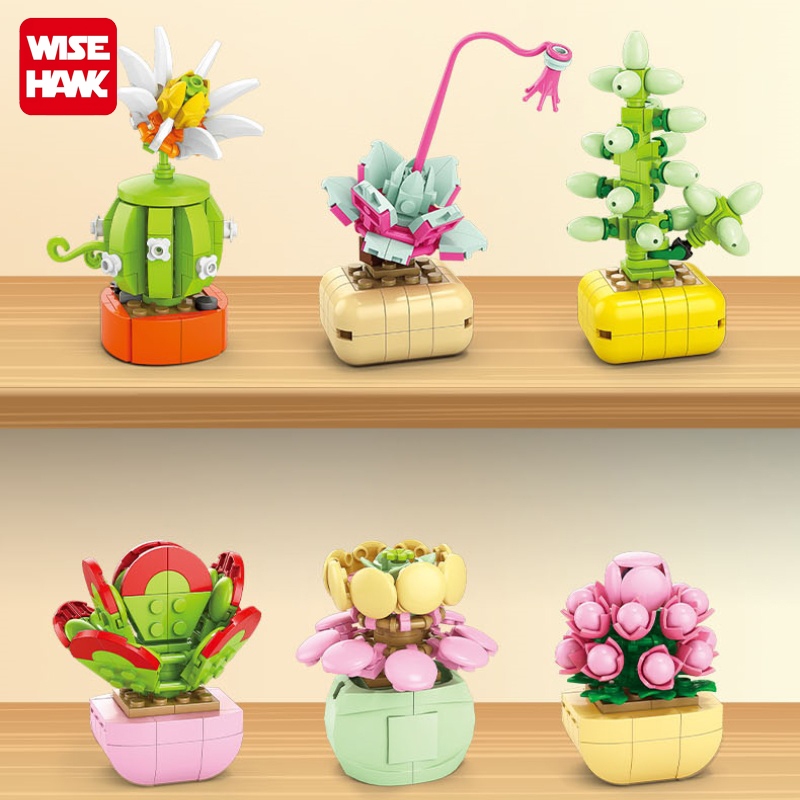 Jual WISEHAWK DIY blok bangunan tanaman hijau model mainan blok ...