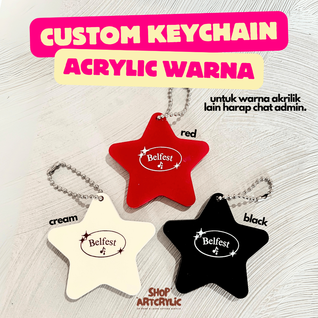 Jual Custom Gantungan Kunci Akrilik Warna Keychain Acrylic / Ganci UV ...