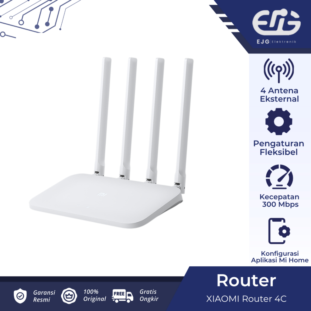 Jual Xiaomi Router 4C | 4 Antena Omnidirectional | Memori 64 MB 300Mbps | Shopee Indonesia
