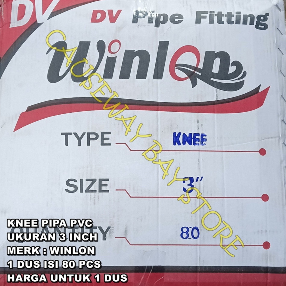Jual KNEE PVC 3 INCH WINLON HARGA 1 DUS (80PCS) | Shopee Indonesia
