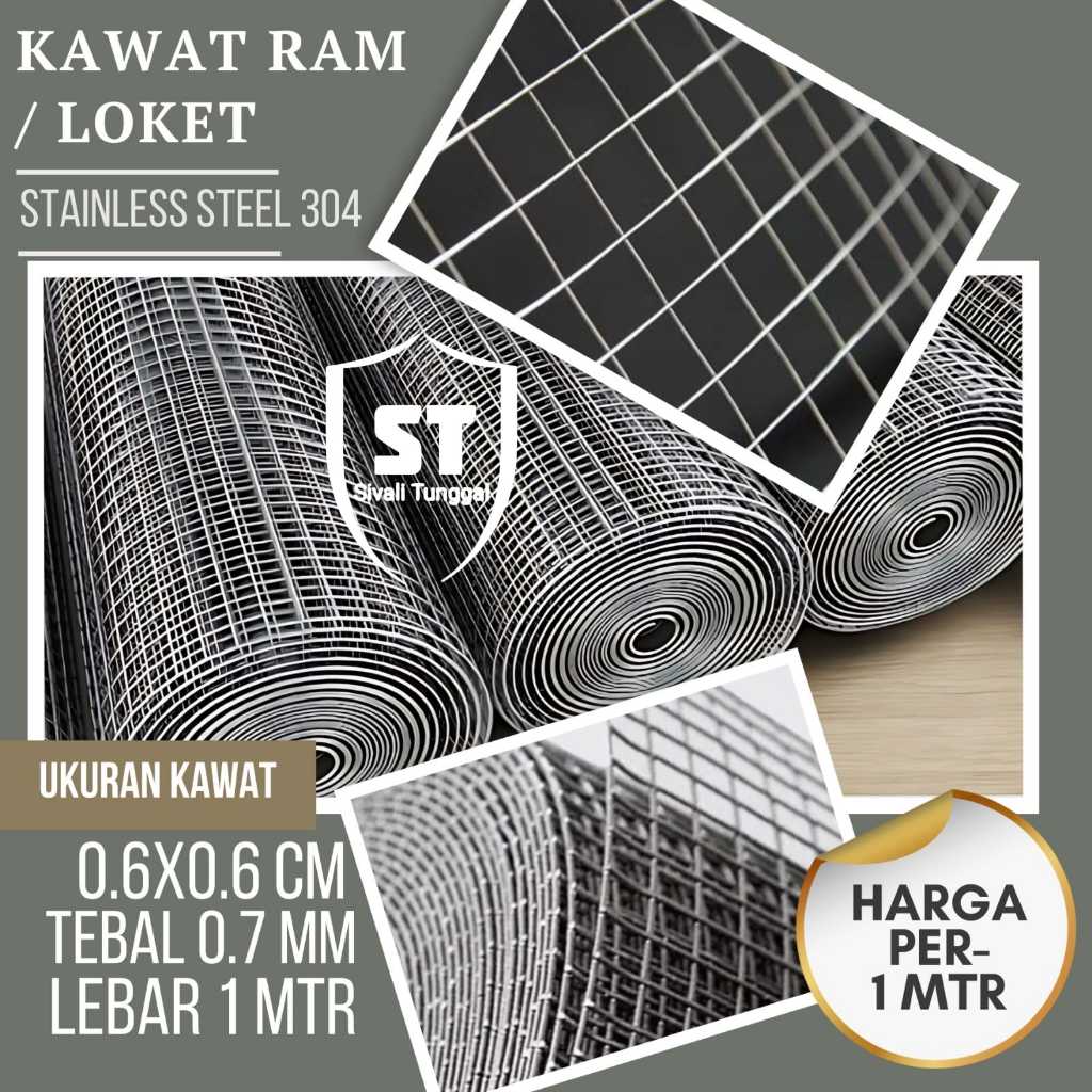 Jual KAWAT RAM STAINLESS 304 6MM×6MM×0,7MM×1MTR KAWAT LOKET MESH STAINLESS | Shopee Indonesia