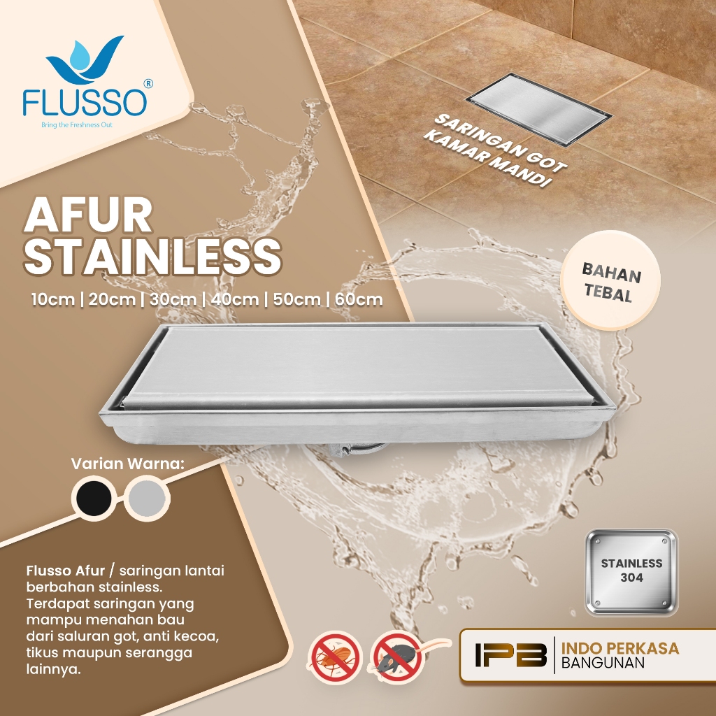 Jual FLUSSO Afur Lantai Hiding Floor Drain Long Tile Saringan Got ...