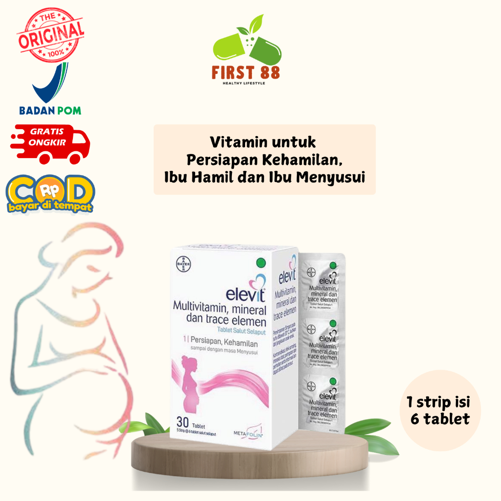 Jual Elevit Multivitamin ibu hamil dan ibu menyusui1 strip 6 tablet ...