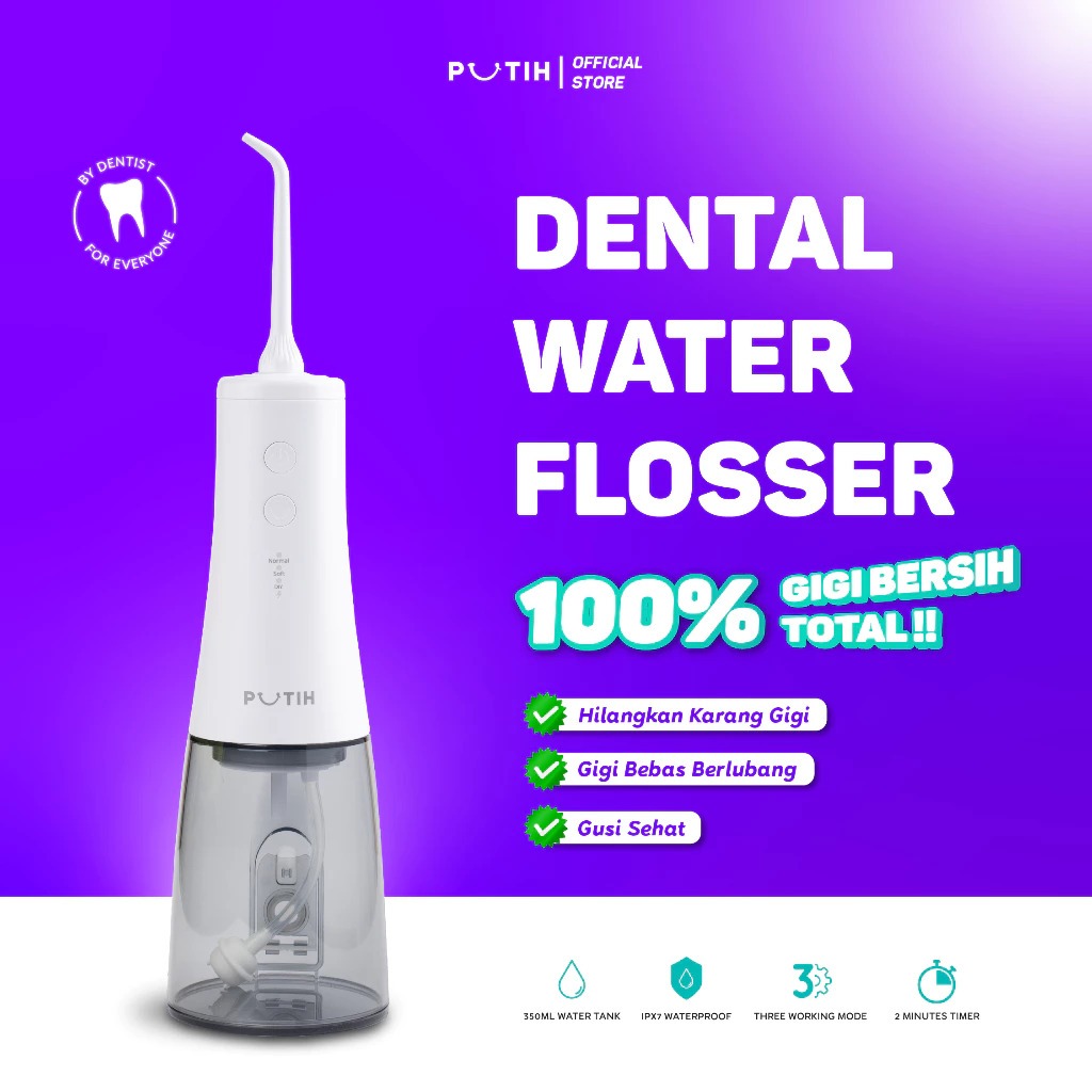 Jual PUTIH Water Flosser Pembersih Karang Gigi Portable Waterproof ...
