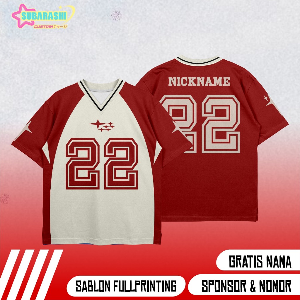 Jual Jersey/Baju Custom Nama Dan Nomor Oversize BINTANG KEJORA Maroon ...
