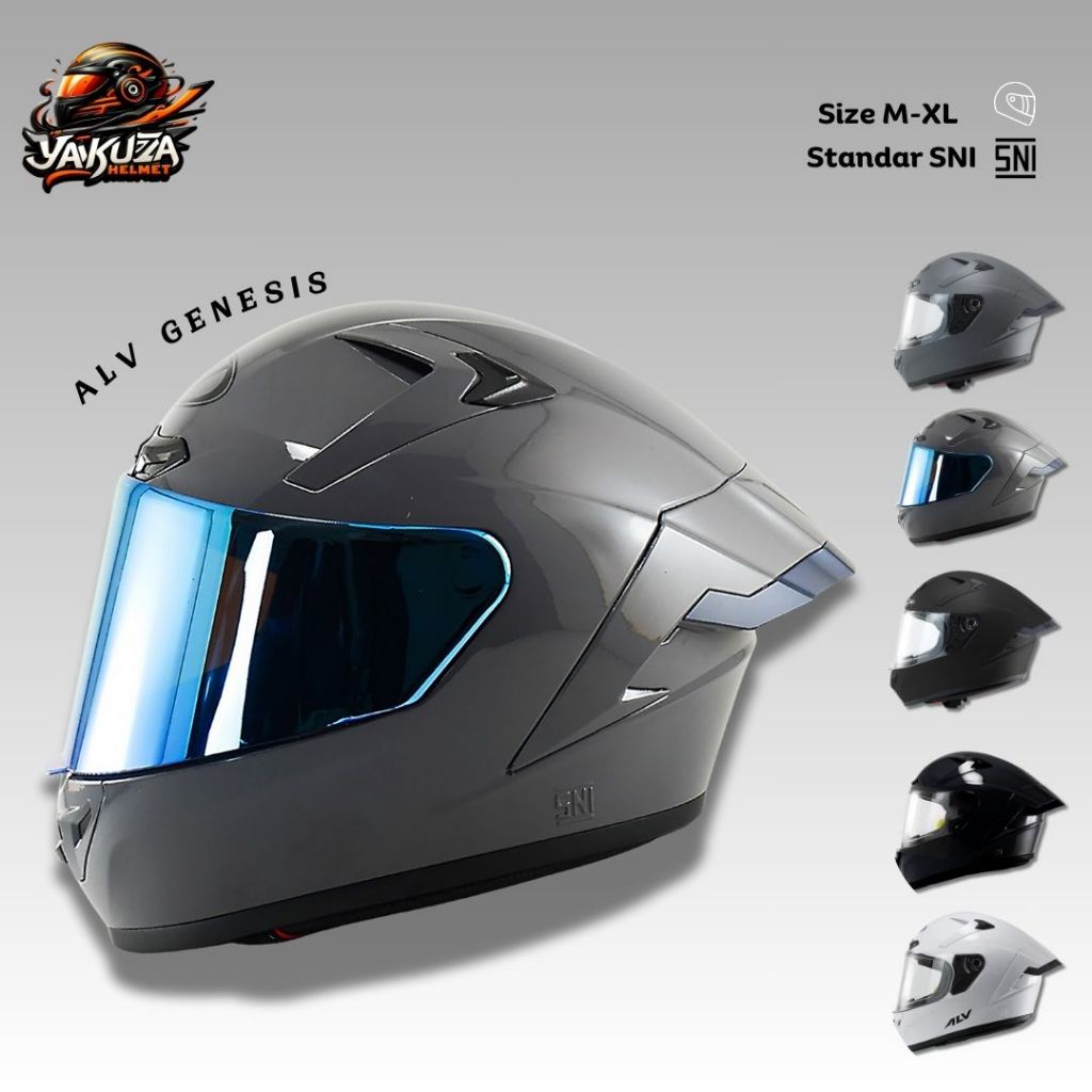 Jual ALV GENESIS HELM FULLFACE SOLID VISOR BENING STANDARD SNI | Shopee ...