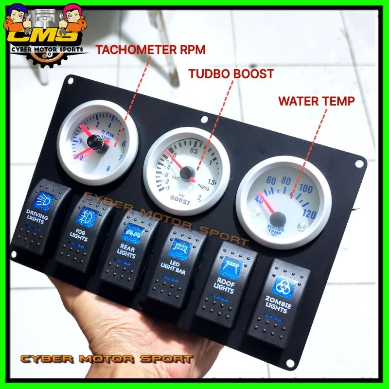 Jual indikator mobil tacho meter rpm boost meter water temp sensor ...