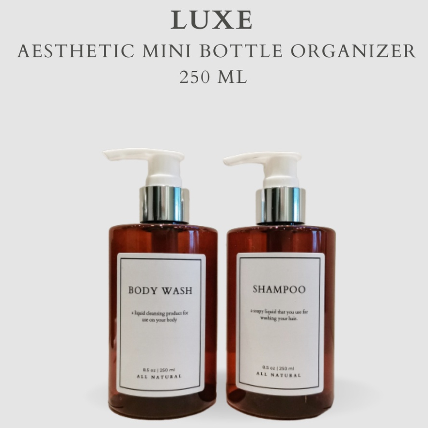 Jual LUXE Botol MINI AMBER Label KOTAK PUTIH 250 ml Aesthetic Bottle ...