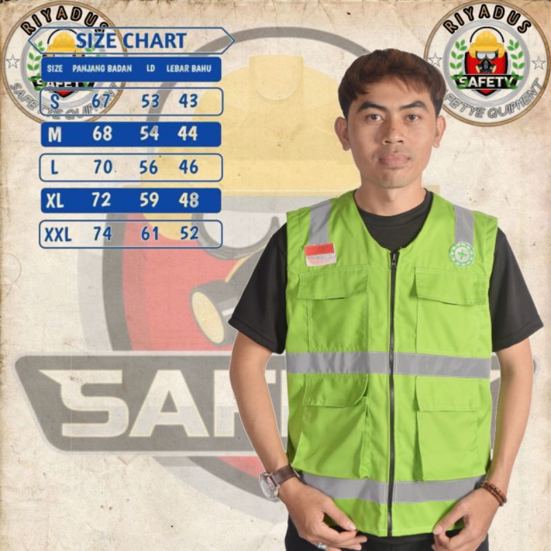 Jual rompi vest safety first/rompi k3/rompi lapangan/rompi proyek ...