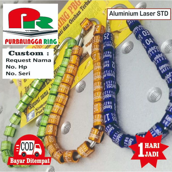 Jual 25 biji Ukuran Ring Burung Model Aluminium Standart 4,8 mm Untuk ...