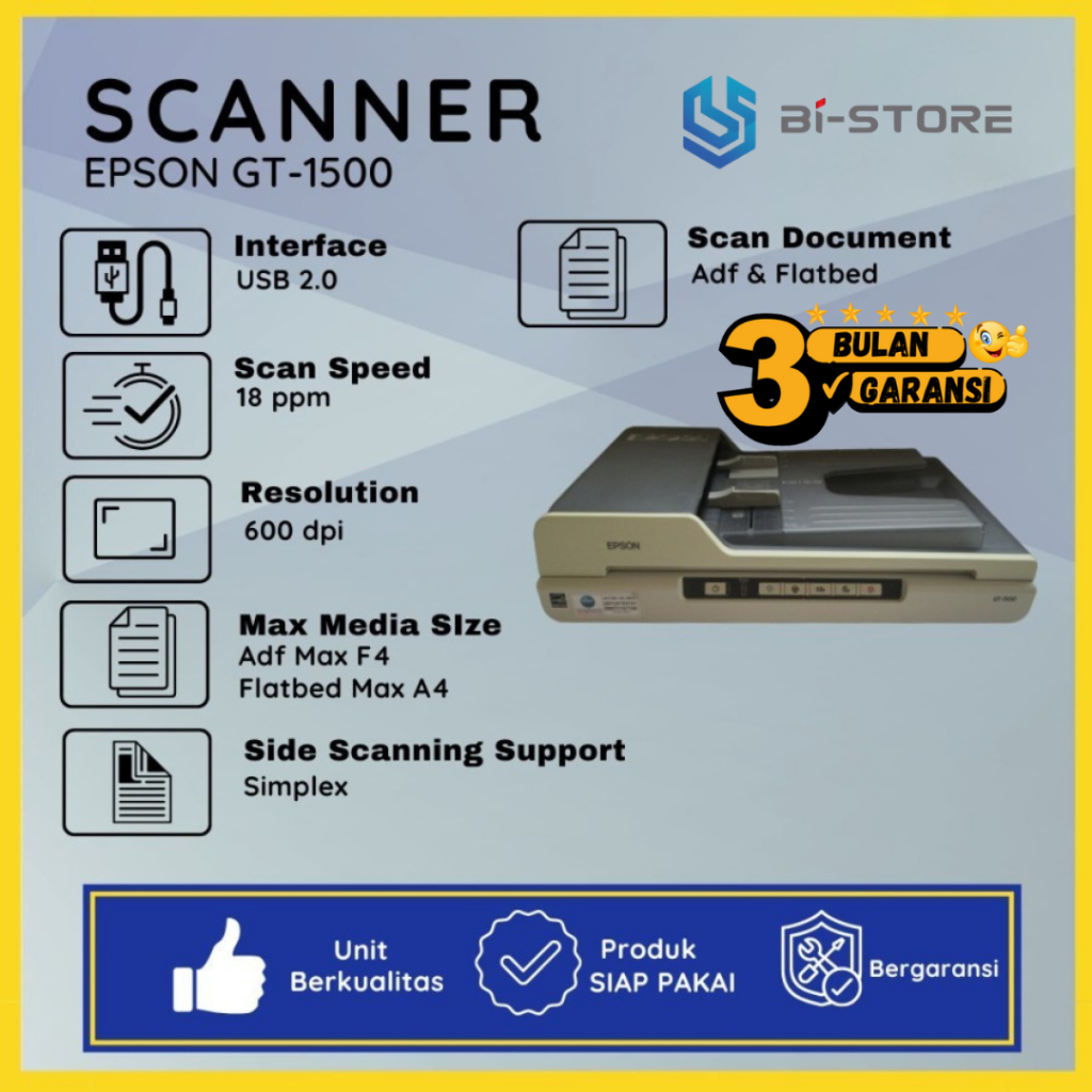 Jual Scanner Epson GT-1500 Dengan ADF Untuk Scan Kertas Ukuran Legal ...