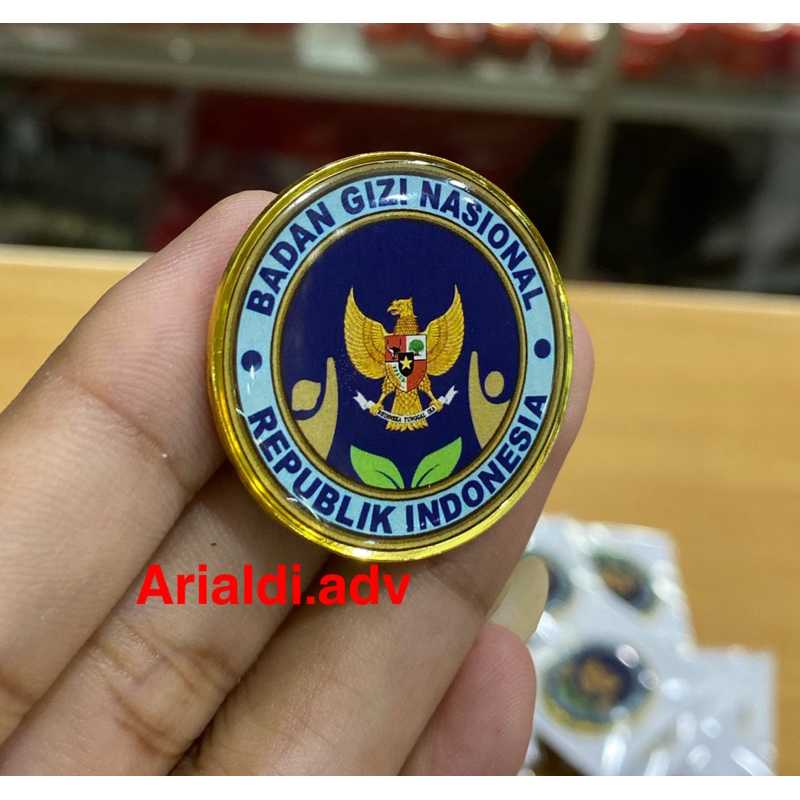 Jual pin BADAN GIZI NASIONAL kuningan tebal dilapis resin magnet pin ...