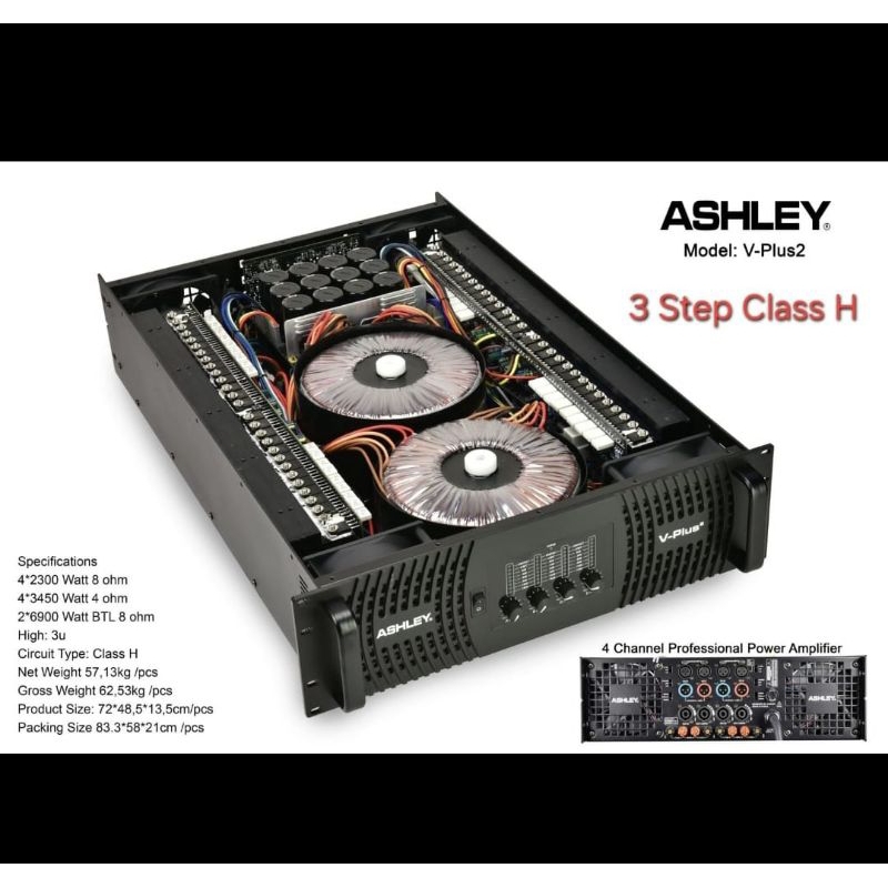Jual POWER AMPLI ASHLEY V-PLUS 2/ POWER AMPLI ASHLEY V PLUS 2 CLASS H ...