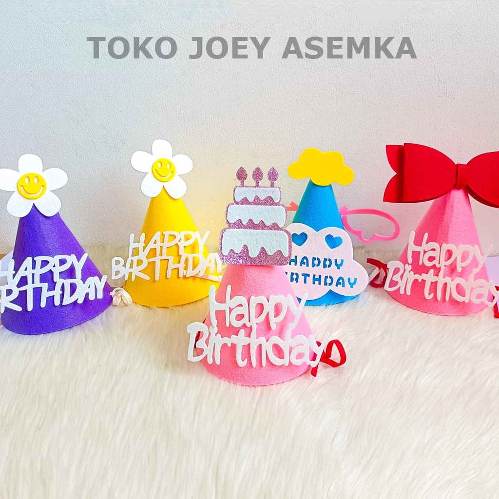 Jual TOPI ULANG TAHUN BAHAN FLANEL CUTE ELEGAN PASTEL BIRTHDAY HAT ...