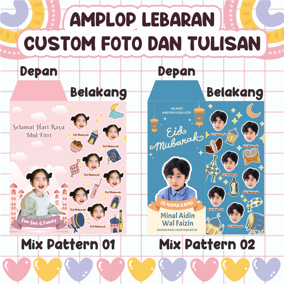 Jual (Minimal Order 2 Pack) Amplop Lebaran Custom Wajah 2025 / Amplop ...