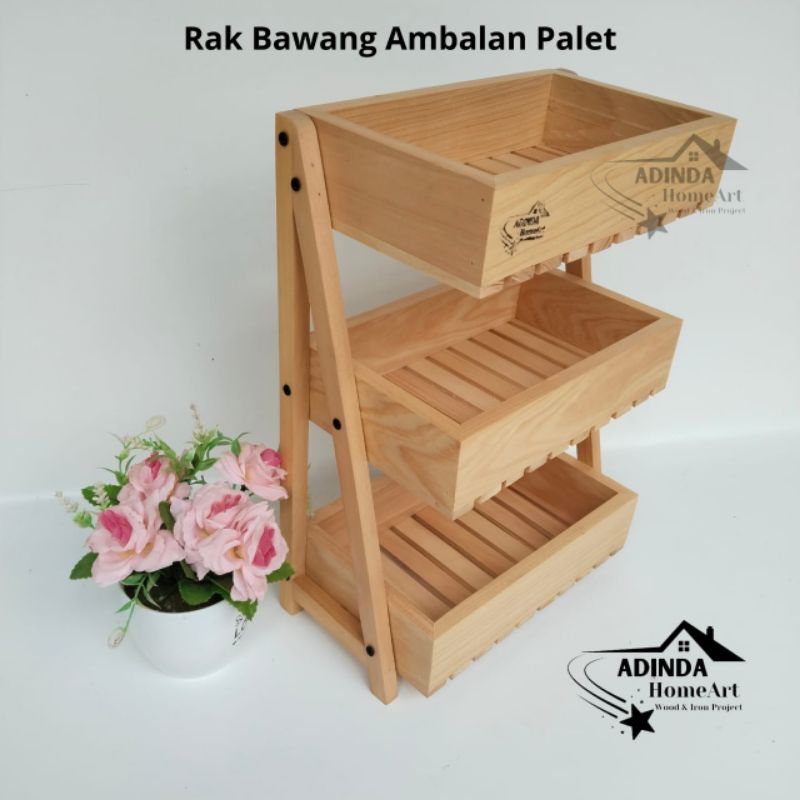 Jual Rak Bawang Ambalan Palet New Desain || Rak Bawang Full Kayu Pinus ...