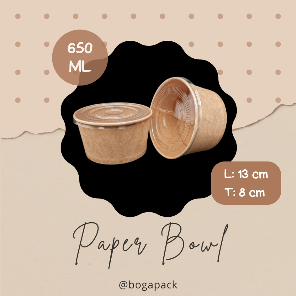 Jual Paper Bowl Brown 650ml/ Paper Bowl Brown Kraft /Paper Salad Bowl ...