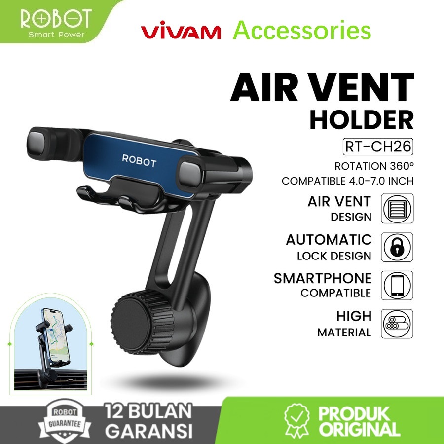 Jual ROBOT RT-CH26 Car Holder Holder Ventilasi Udara Mobil Rotatable ...
