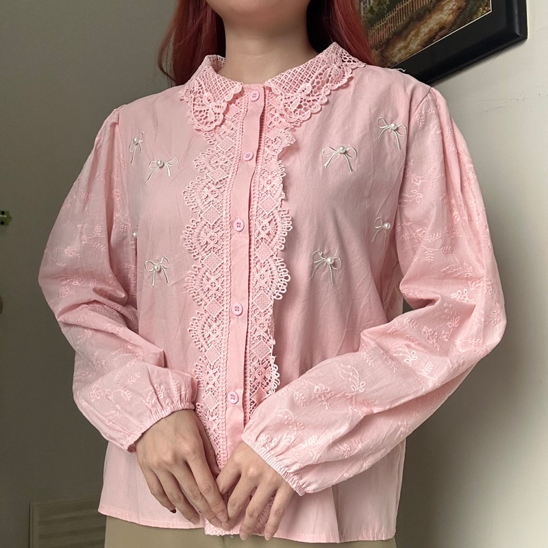 Jual Lovita BKK Top atasan blouse kemeja wanita katun bordir korean style by biel the label ...