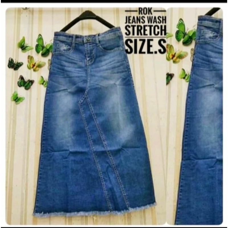Jual Rok jeans plat Z korean style terbaru skirt jeans polos panjang ...