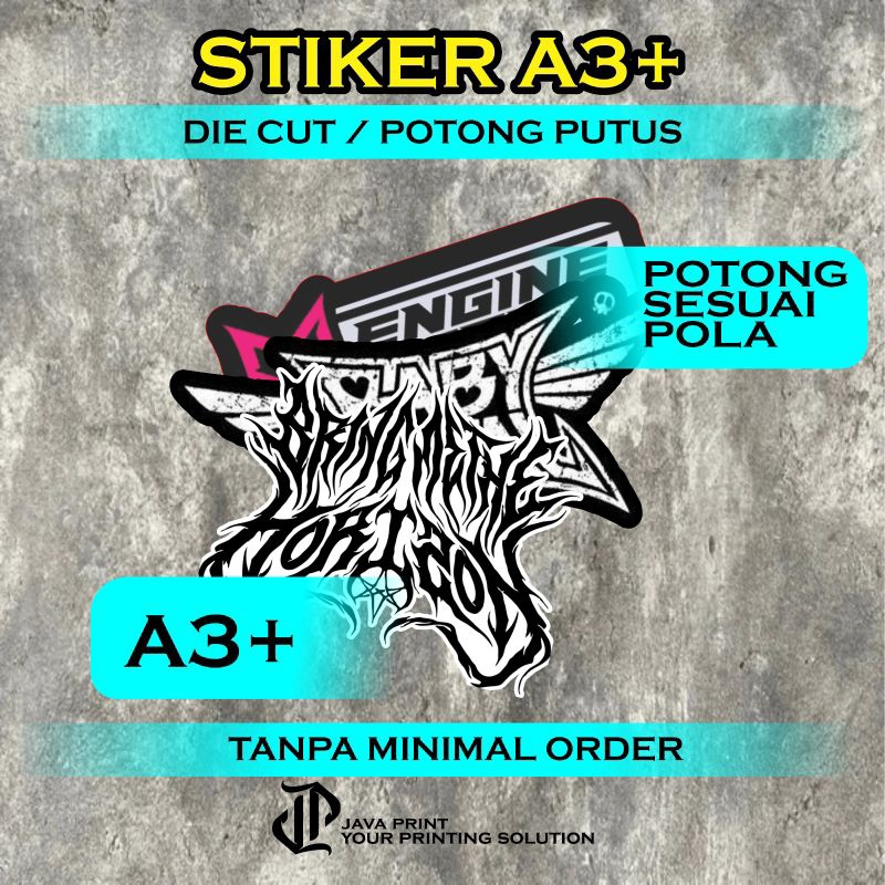 Jual cetak label sticker potong putus Die cut Ukuran costum Desain Anti ...