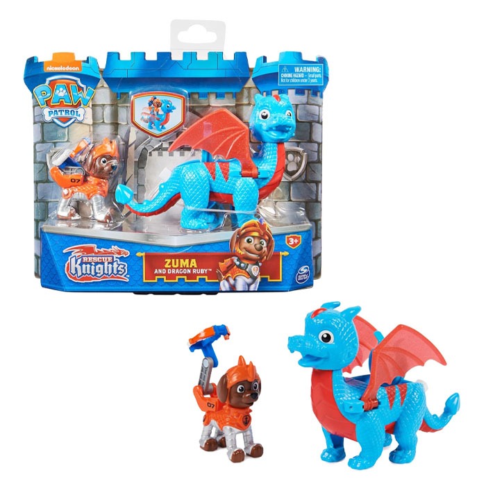 Jual PAW PATROL Rescue Knights Zuma and Dragon Ruby Action Figures Set ...
