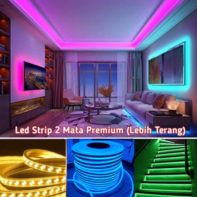 Jual PAKET HEMAT LED STRIP 2 MATA DOUBLE LED (LEBIH TERANG) LED+SOKET ...