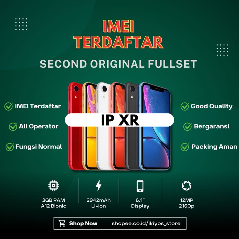 Jual IP XR BC 64GB 128GB 256GB Seken Terdaftar | Shopee Indonesia