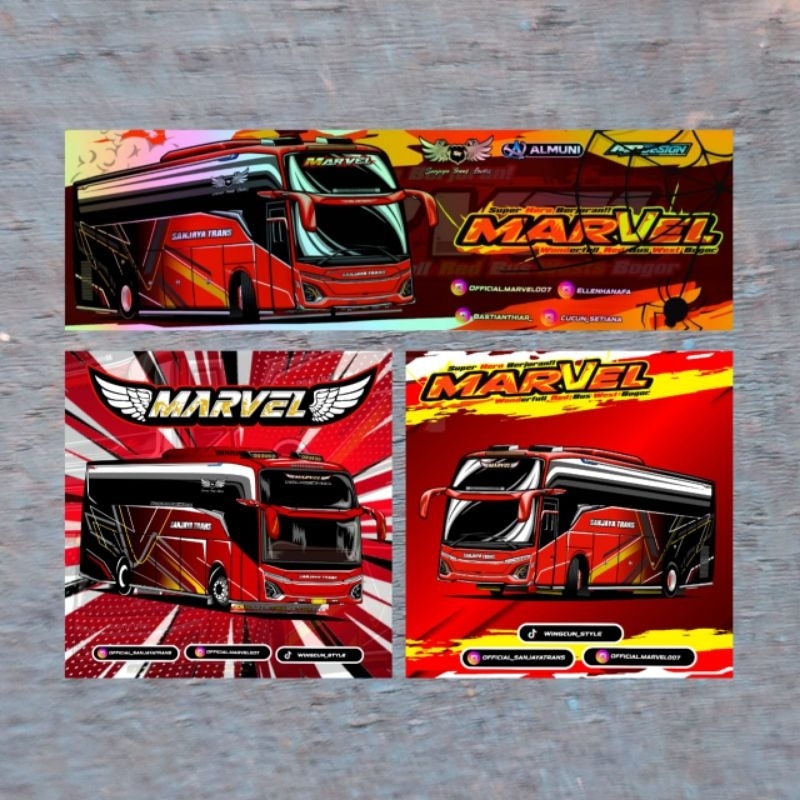 Jual Stiker bus Sanjaya MARVEL isi 3 Stiker bis bus Sanjaya trans ...